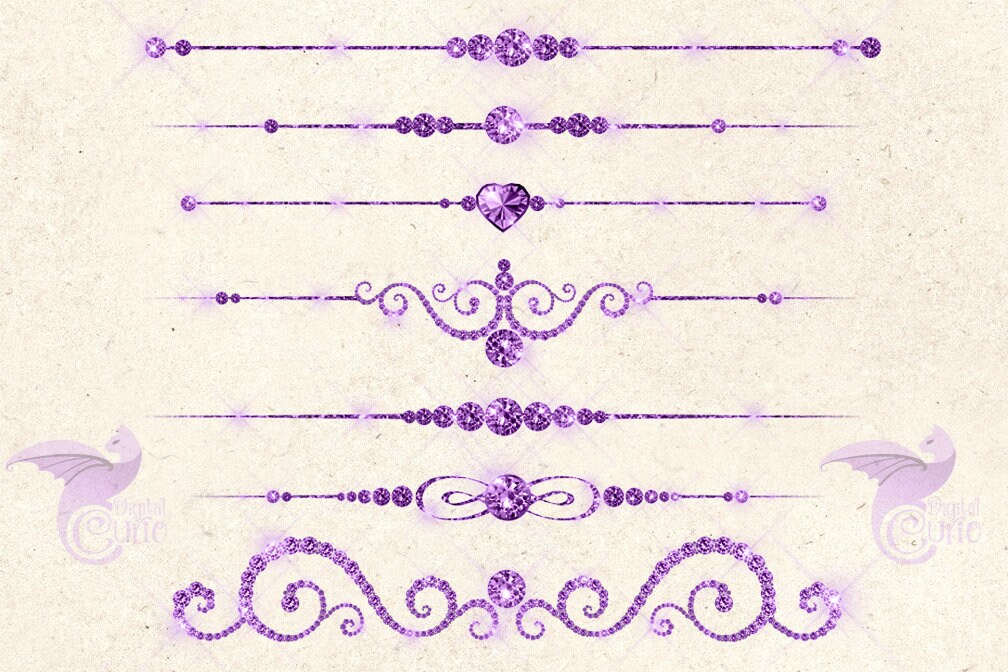 Purple Diamond Dividers Clipart Luxury Bling Wedding Clip - Etsy
