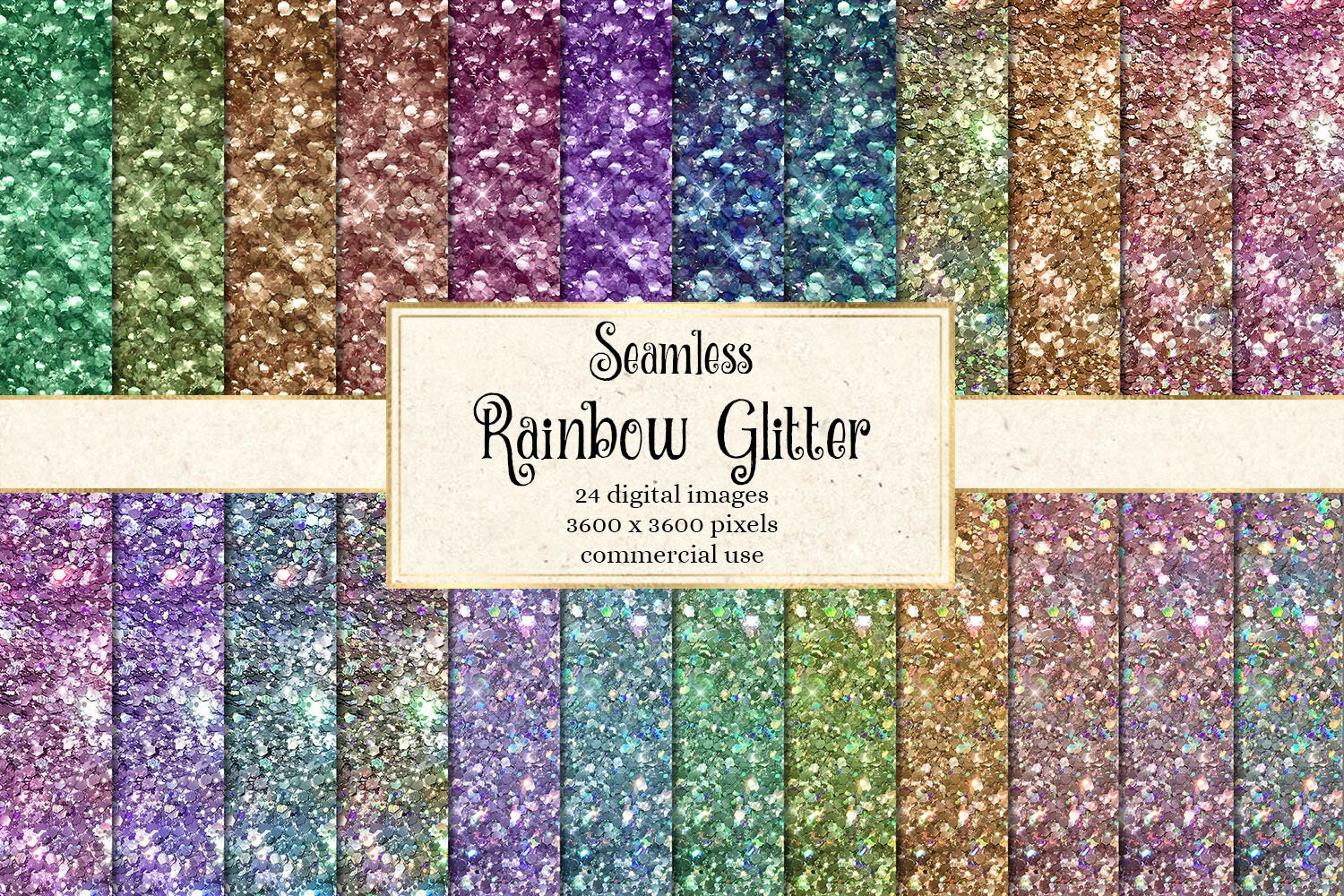 Rainbow Glitter Digital Paper, Holographic Textures (instant Download ...