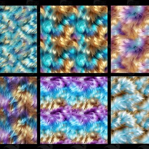 Iridescent Fur Digital Paper, Seamless Faux Fur Monster Pelt Textures ...