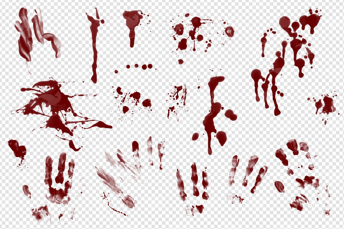 Blood Splatters Clipart - Digital Clip Art Overlays With Dripping Blood ...