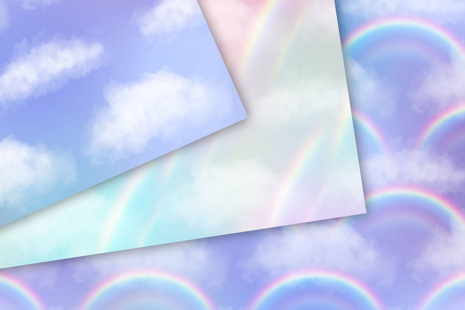 Rainbows and Clouds Digital Paper Seamless Ombre Pastel | Etsy