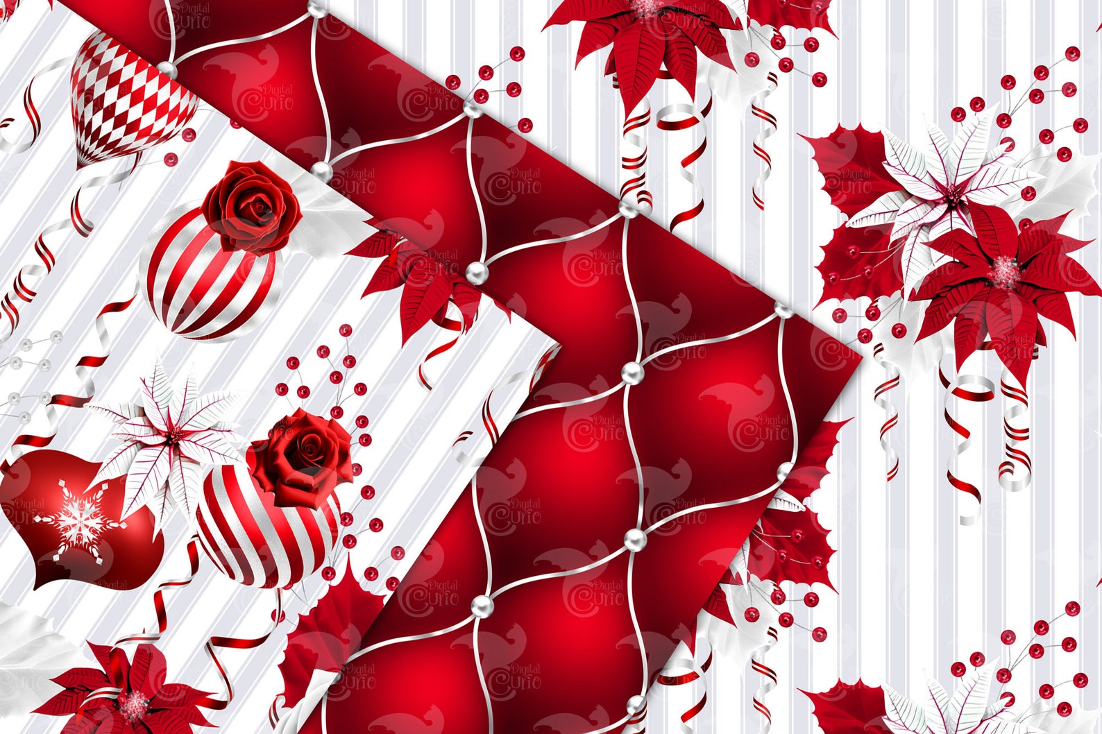 Peppermint Spice Digital Paper Seamless Candy Cane Christmas Holiday ...