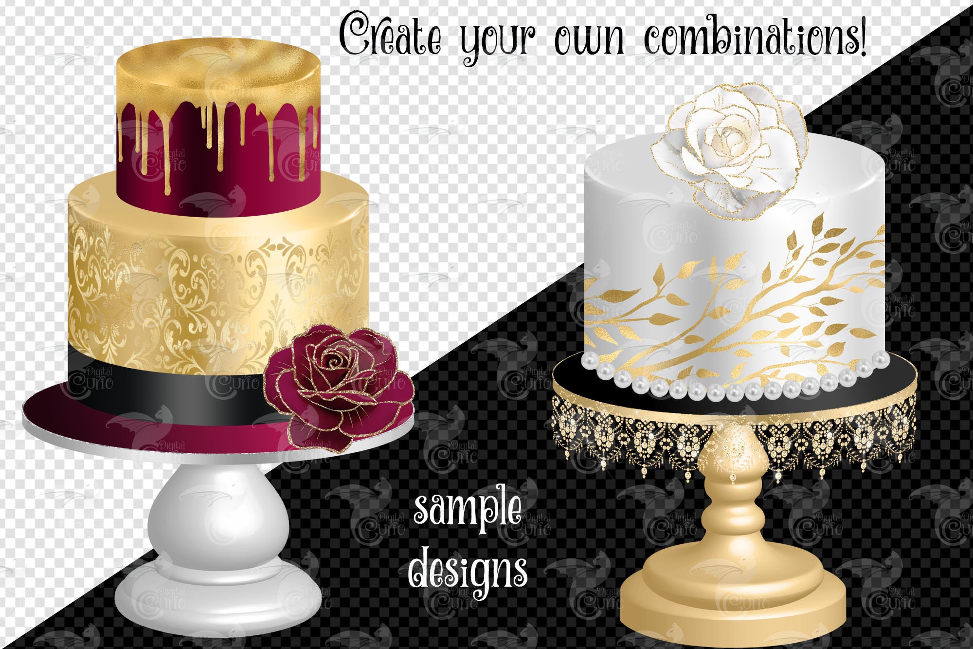 Luxury Cakes Clipart Glam Wedding or Bridal Shower Cake Clip - Etsy