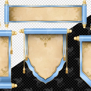 Baby Blue Scrolls Clipart - Digital Tapestry Clip Art for Magic Fantasy ...