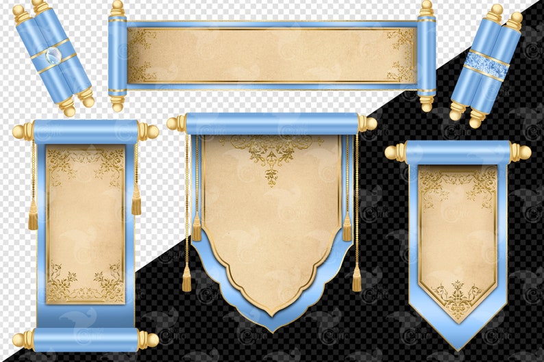 Baby Blue Scrolls Clipart Digital Tapestry Clip Art for - Etsy