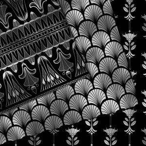 Black and Silver Art Deco Digital Paper, Seamless Deco Patterns in ...