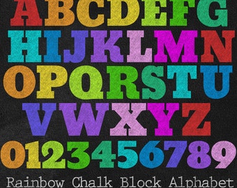 Rainbow Chalkboard Alphabet Clipart Chalk Style Letters and | Etsy