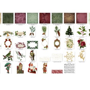Vintage Christmas Digital Scrapbooking Kit, Rustic Clipart, Digital ...