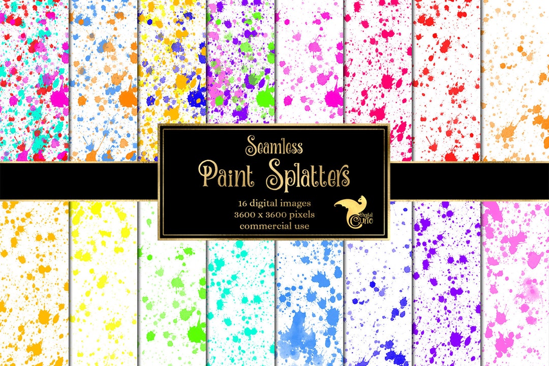 Seamless Paint Splatters Digital Paper, Seamless Paint Texture ...
