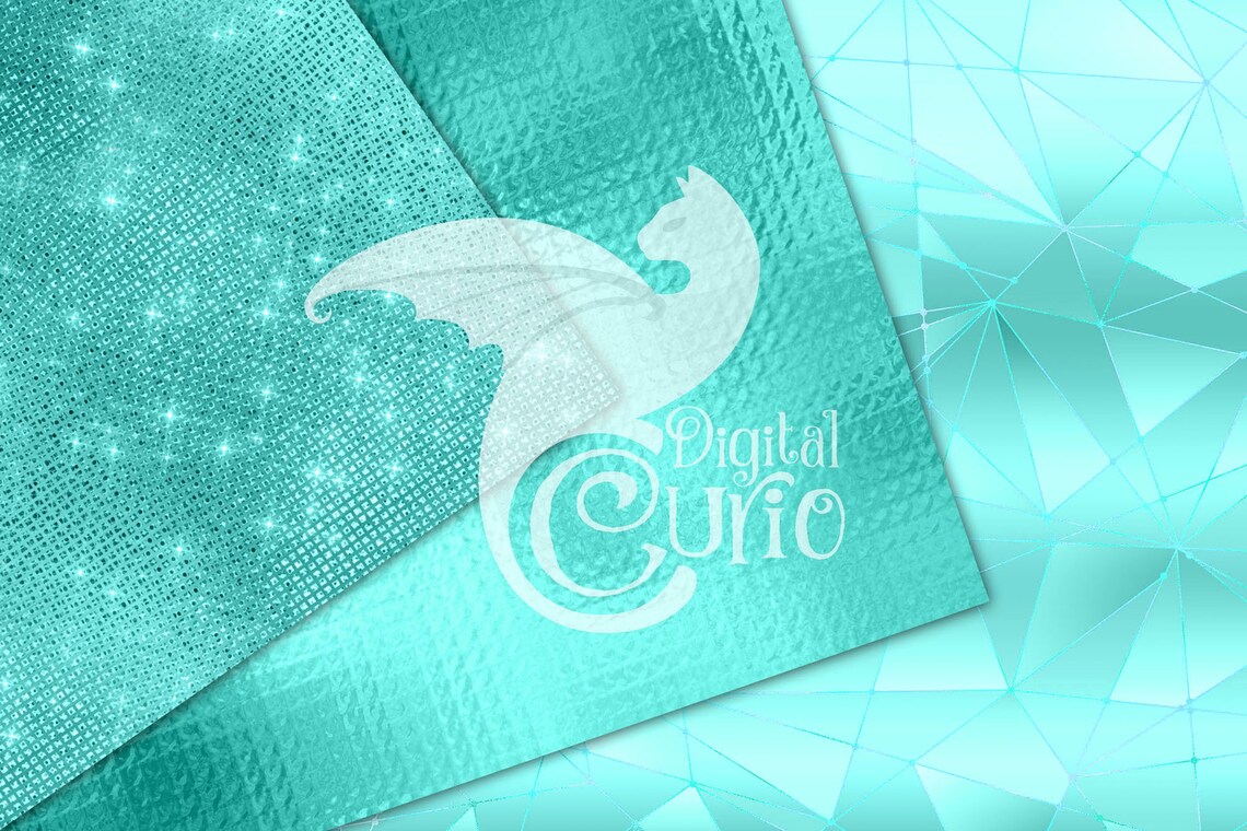 Luxury Turquoise Digital Paper Seamless Cyan Textures and - Etsy