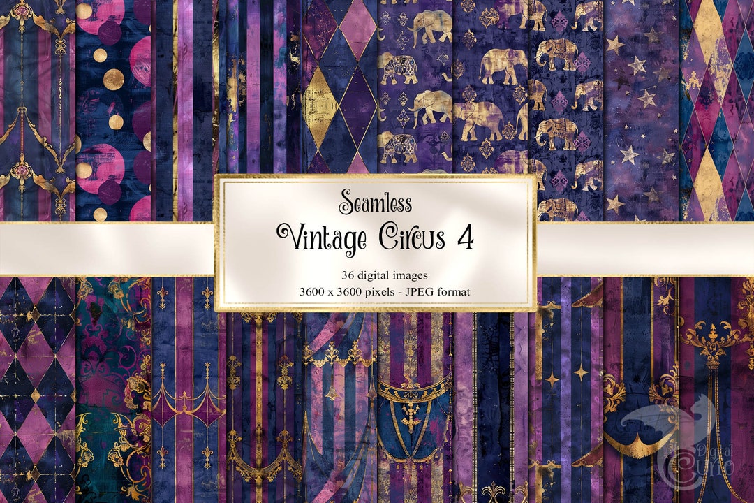 Vintage Circus 4 Digital Paper Backgrounds Grunge Distressed Textures ...