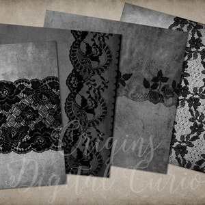 Black Lace Digital Paper, Lace Backgrounds, Victorian Gothic Grunge ...
