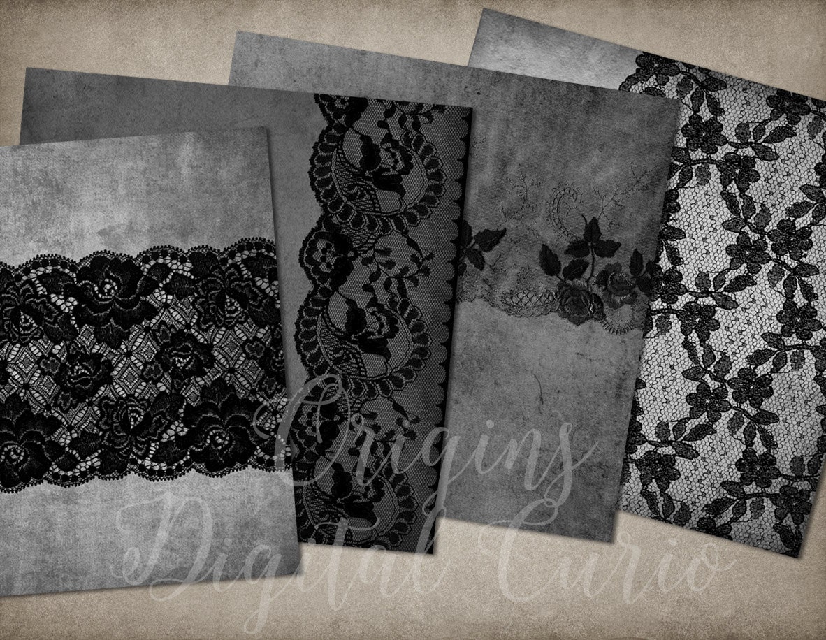 Black Lace Digital Paper Lace Backgrounds Victorian Gothic - Etsy
