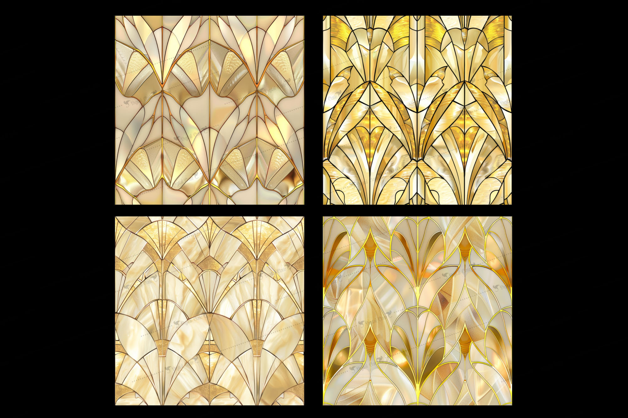 Gold Stained Glass Digital Paper, Seamless Printable Textures (digital ...