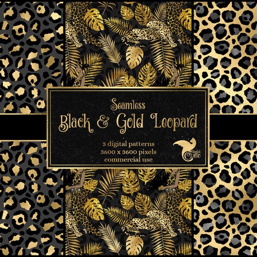 Black and Gold Leopard Digital Paper Seamless Leopard Spot - Etsy