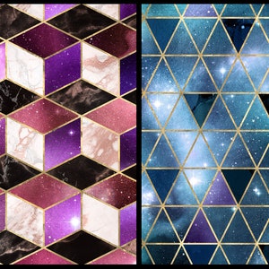 Isometric Galaxy Digital Paper, Seamless Watercolor Galaxy Geometric ...