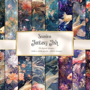 Fantasy Fish Digital Paper, Seamless Tropical Printable Textures ...