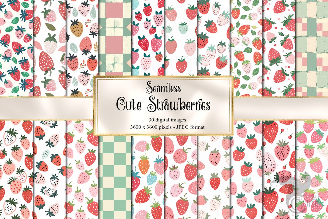 Strawberry Digital Paper – Pastel Fruit Seamless Pattern (digital ...