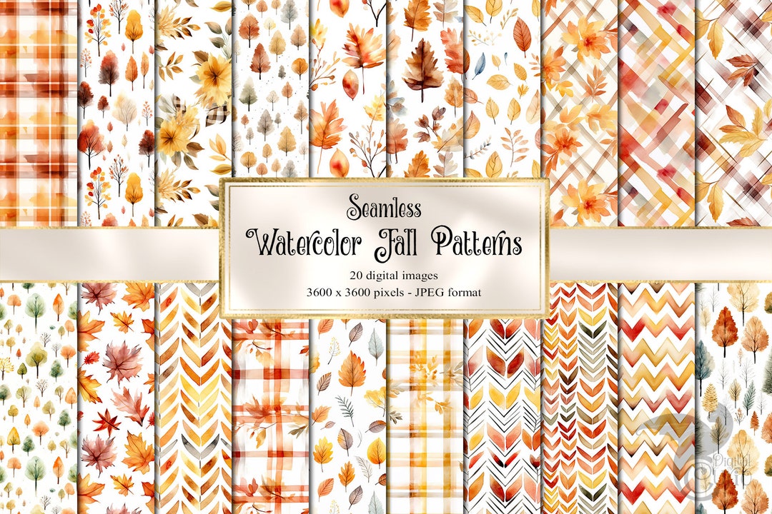 Watercolor Fall Digital Paper, Seamless Printable Textures Printable ...