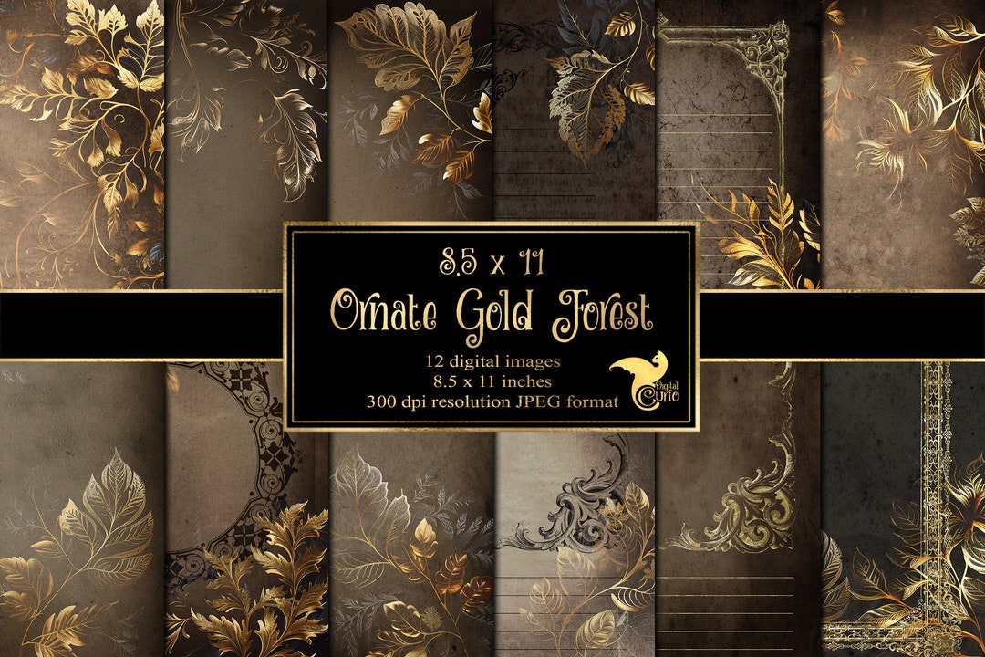 Ornate Forest Journal Paper, Digital Paper, Printable Junk Journal ...