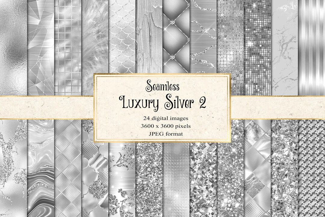 Silver Textures Digital Paper, Glitter Backgrounds (digital Download ...