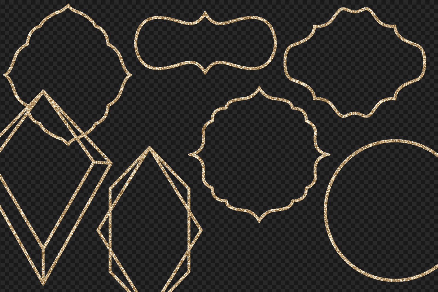 Gold Glitter Frames Clipart Sparkling Frame Clip Art Graphics | Etsy