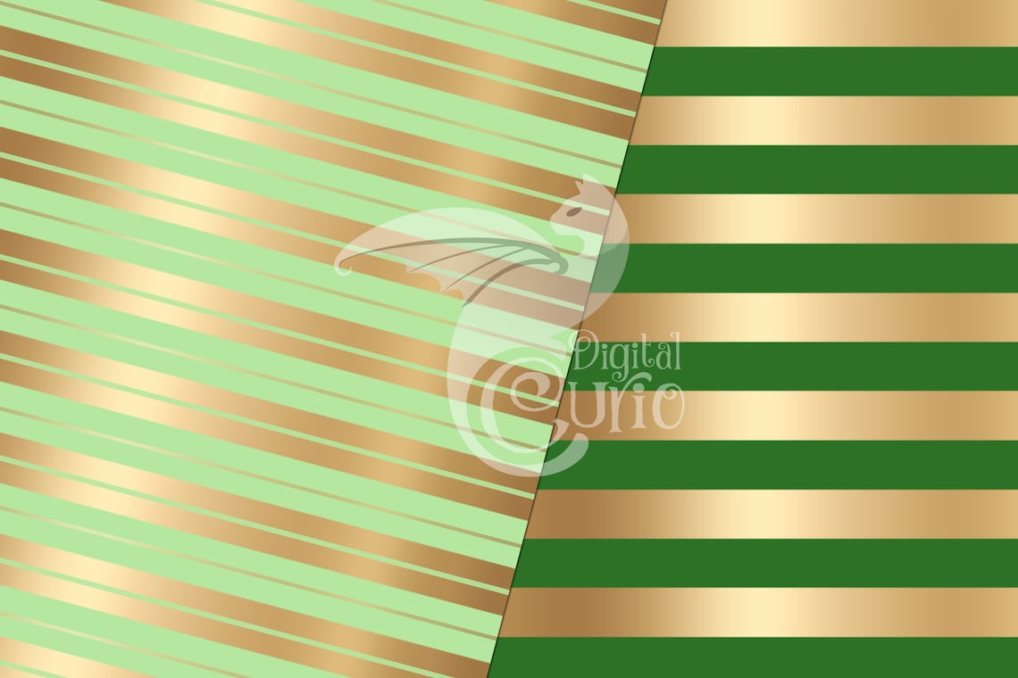 Green and Gold Stripe Digital Paper – Seamless Glam Backgrounds ...