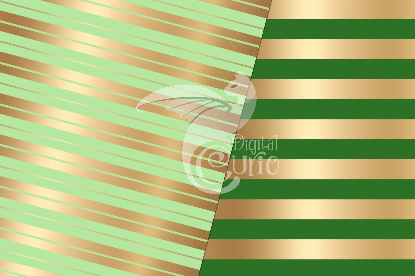Green and Gold Stripes Digital Paper Seamless Luxury Glam - Etsy