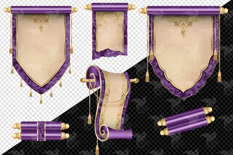 Purple Scrolls Clipart Digital Tapestry Clip Art for Magic - Etsy