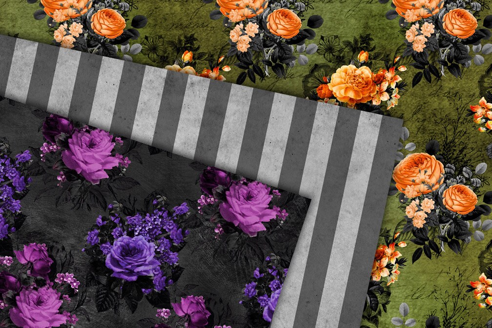 Floral Halloween Digital Paper Rustic Halloween Textures - Etsy