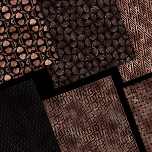 Black and Rose Gold Art Deco Digital Paper, Seamless Retro Art Deco ...