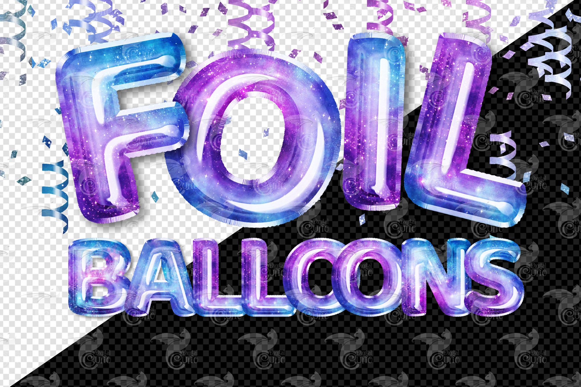 Galaxy Foil Balloon Alphabet Clip Art – Iridescent PNG Graphics ...