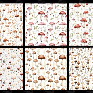 Watercolor Mushroom Digital Paper, Seamless Woodland Forest Printable ...