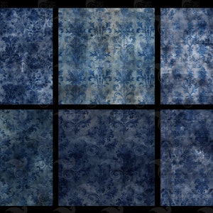 Distressed Navy Damask Digital Paper, Seamless Navy Blue Grunge ...
