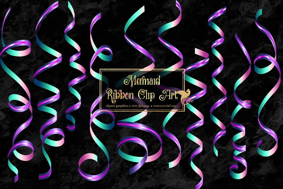 Mermaid Ribbon Clip Art - Curling Ribbons in Png Format Instant ...
