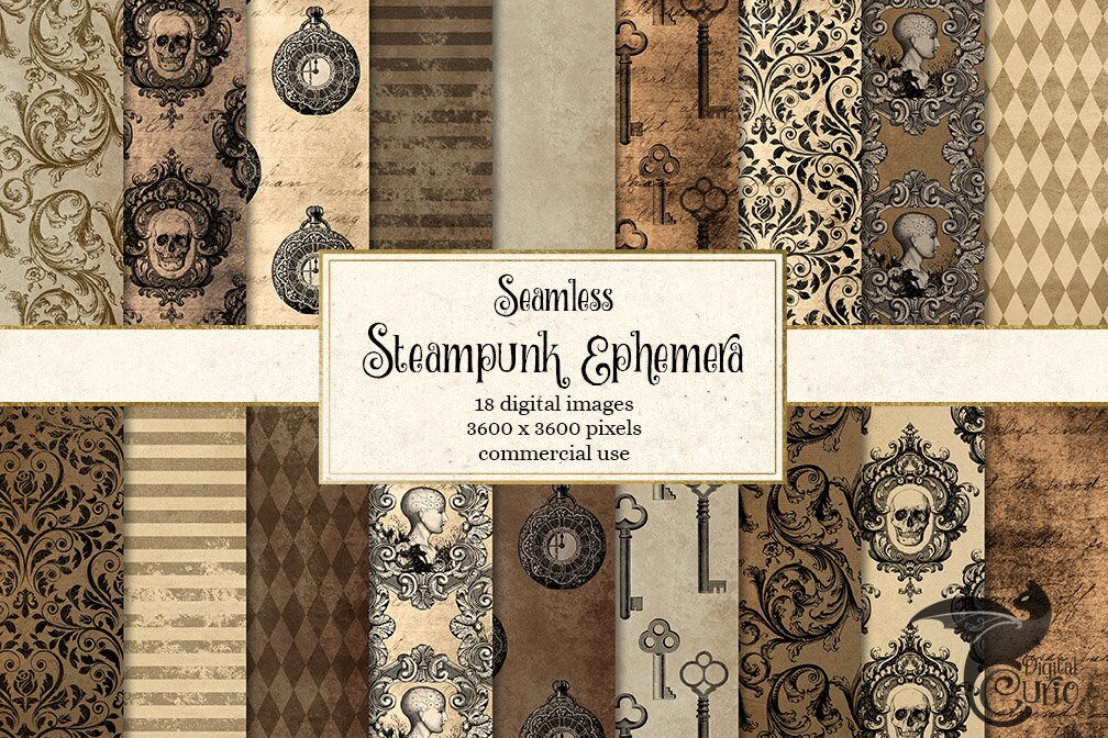 Paper, Party & Kids STEAMPUNK Printable Patterns STEAMPUNK Digital ...