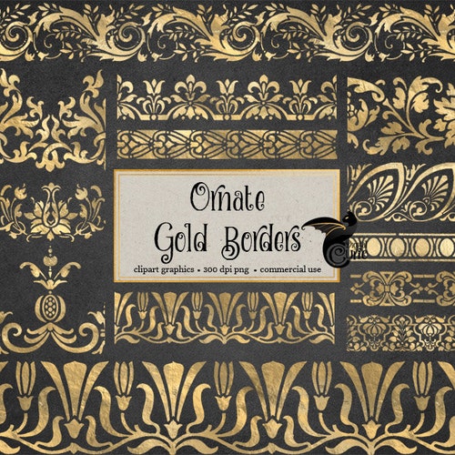 Ornate Gold Borders Clipart Seamless Border Segments Gold - Etsy