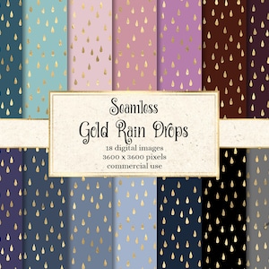 Gold Rain Drops Digital Paper, Seamless Patterns (digital Download) - Etsy