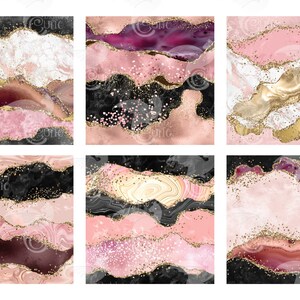Pink Glitter Agate Digital Paper - Seamless Textures With Gold Glitter ...