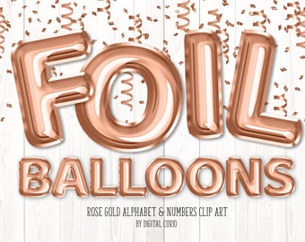 Rose Gold Foil Balloon Alphabet Clip Art-digital Instant Download ...