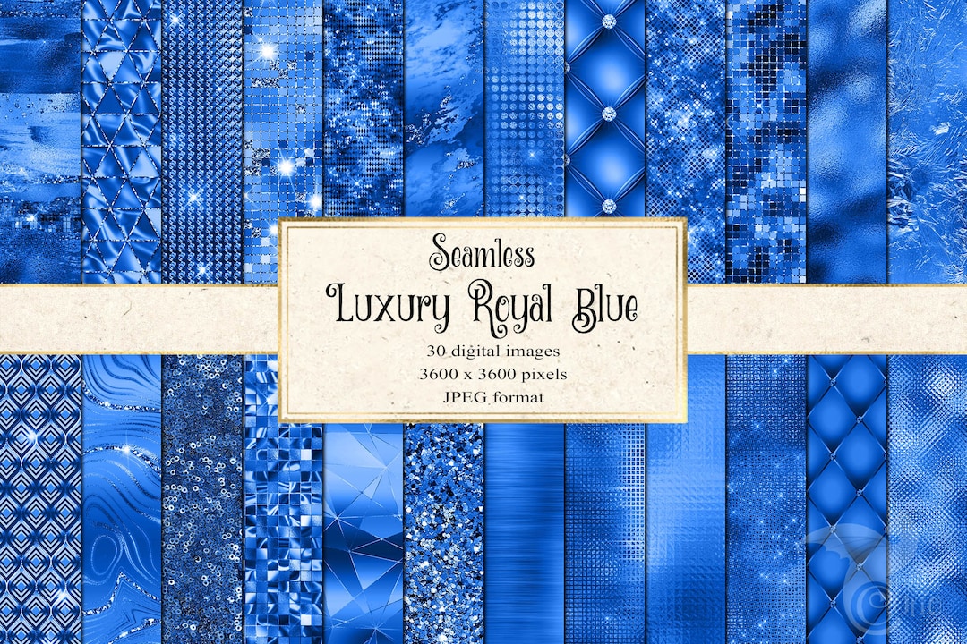 Luxury Royal Blue Digital Paper, Seamless Blue Scrapbook Paper, Bright ...