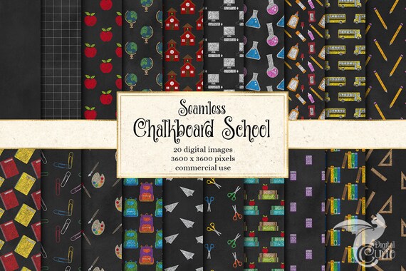 Chalkboard School Digital Paper Seamless Back to School and - Etsy