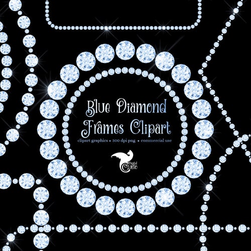 Diamond Frame Clipart. Rhinestone Frame Border Clip Art. - Etsy