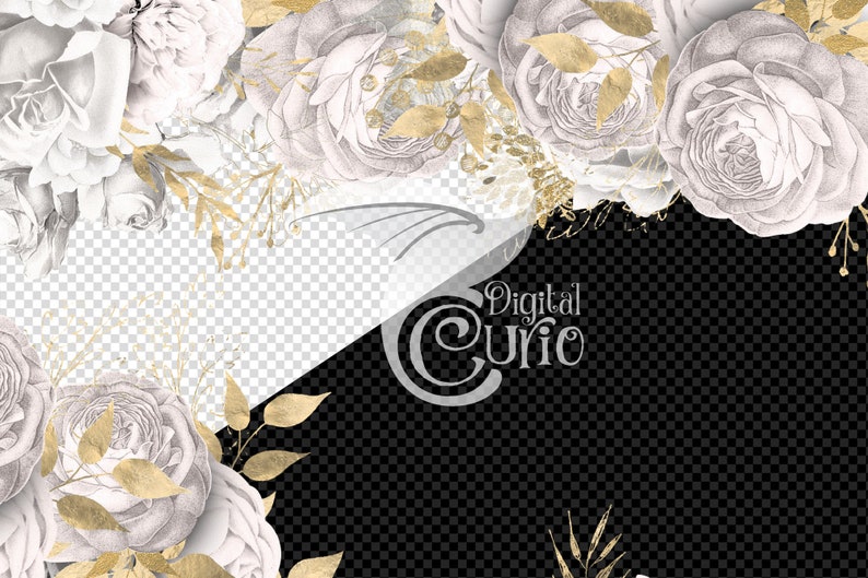 5x7 White and Gold Floral Overlays for Invitations Planners - Etsy