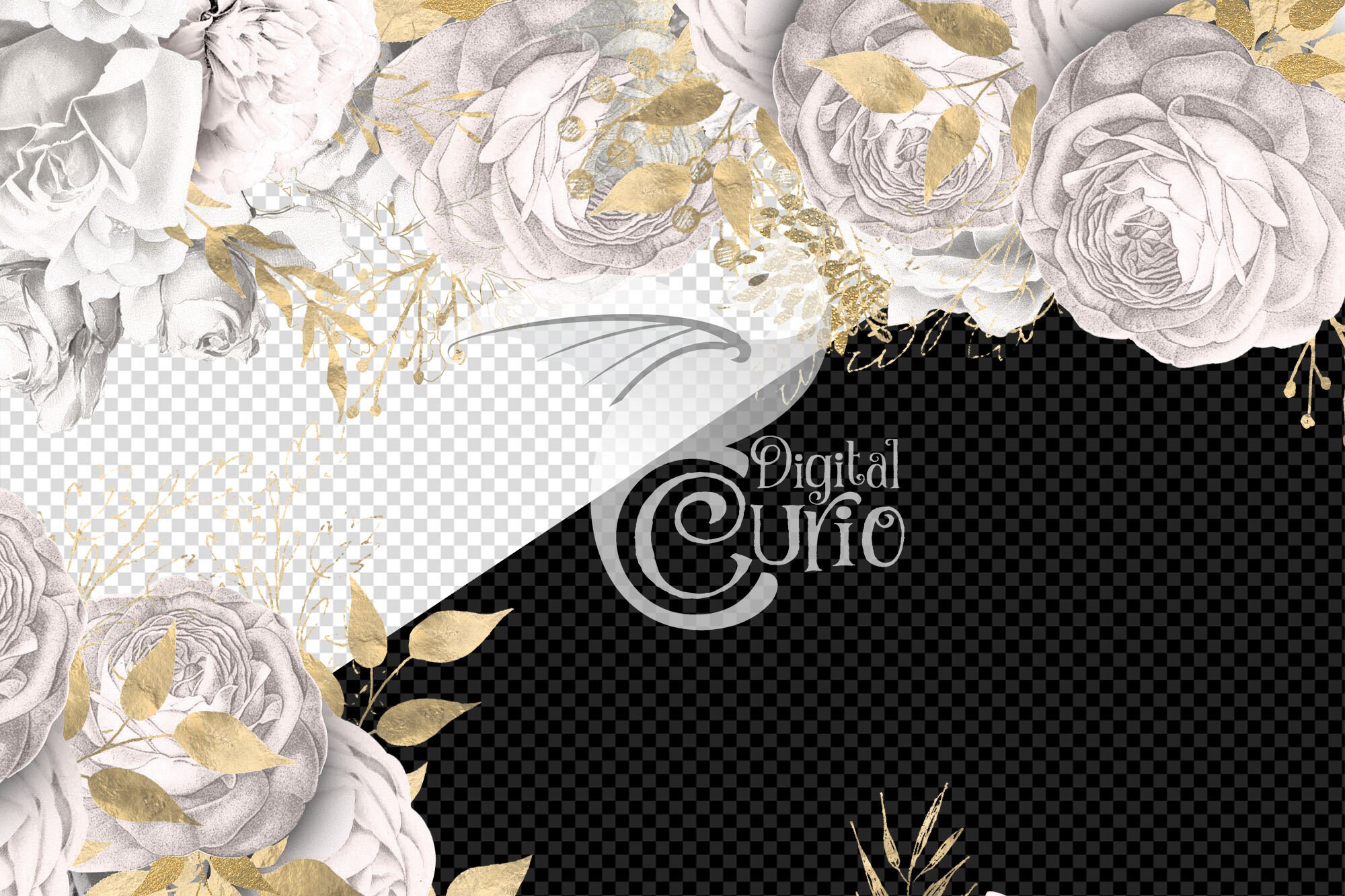 5x7 White and Gold Floral Overlays for Invitations Planners - Etsy