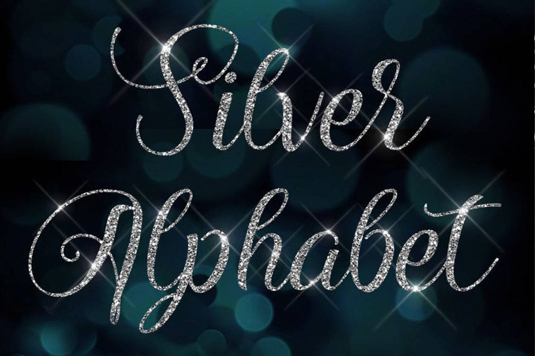 Silver Glitter Script Alphabet Clipart – Diamond Sparkle Letters (PNG ...