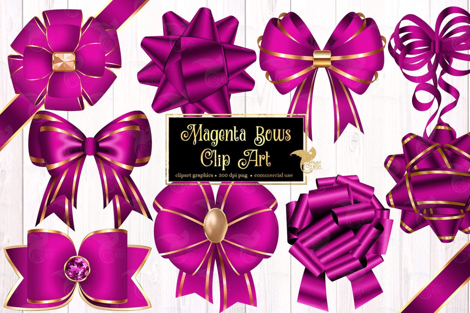 Magenta Bows Clip Art Satin Bow Clipart in Png Format - Etsy