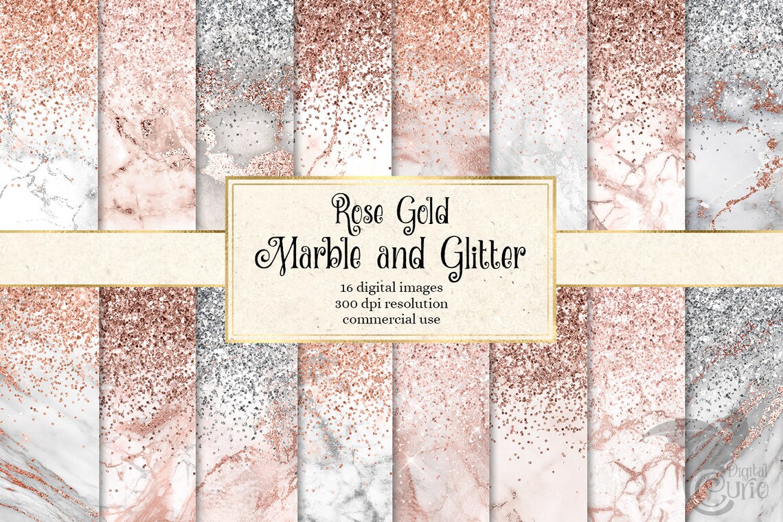 Rose Gold Marble Glitter Digital Paper, Scrapbook Backgrounds (digital ...