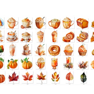 Watercolor Pumpkin Spice Clipart, Autumn and Fall Holiday Treats ...
