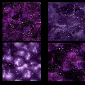 Purple Galaxy Digital Paper - Seamless Watercolor Textures With Gold ...